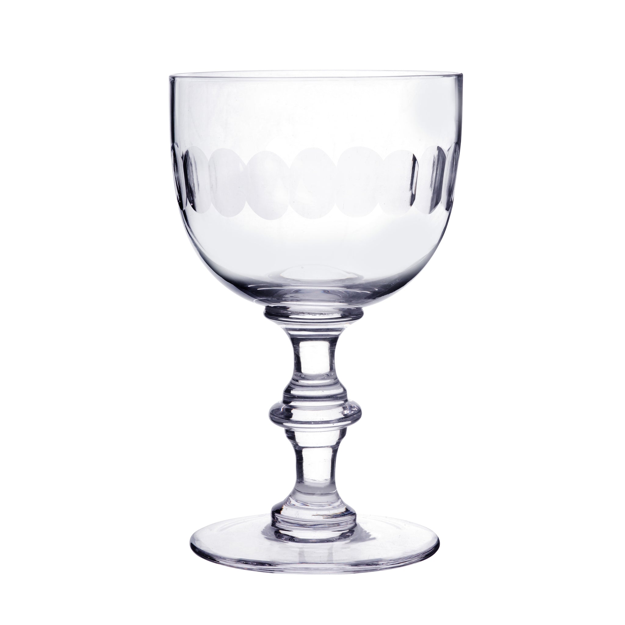 A Set Of Four Crystal Wine Goblets with Lens Design